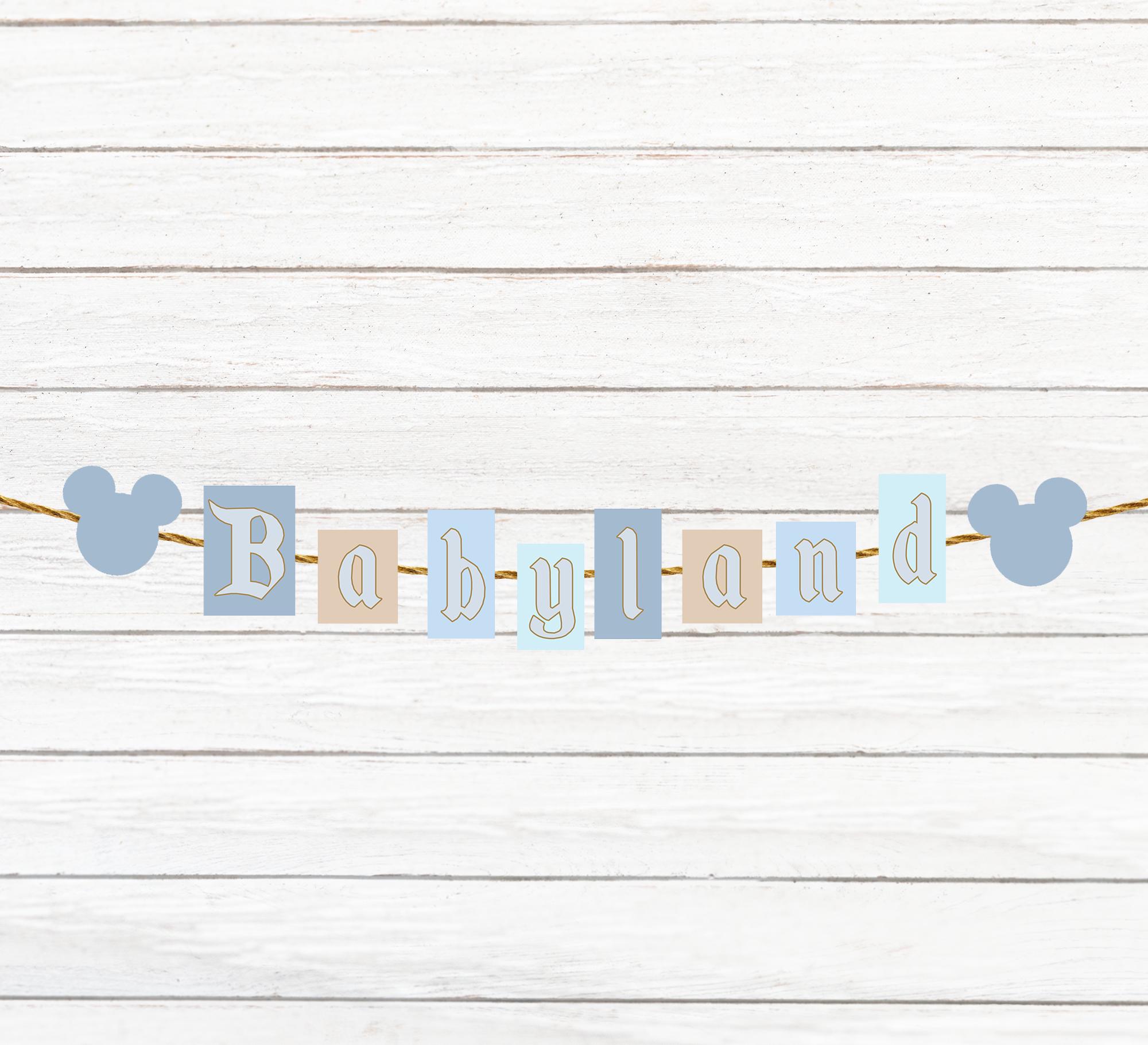 EDITABLE Blue Disneyland Babyland Baby Shower, Birthday Banner, Digital ...
