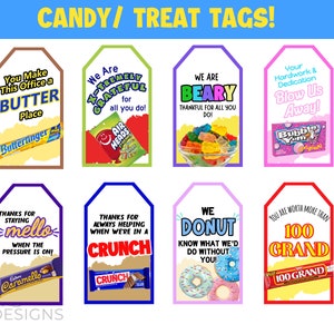 26 Employee Appreciation Tags | Candy Bar Gift Tag | Treat Tags ...
