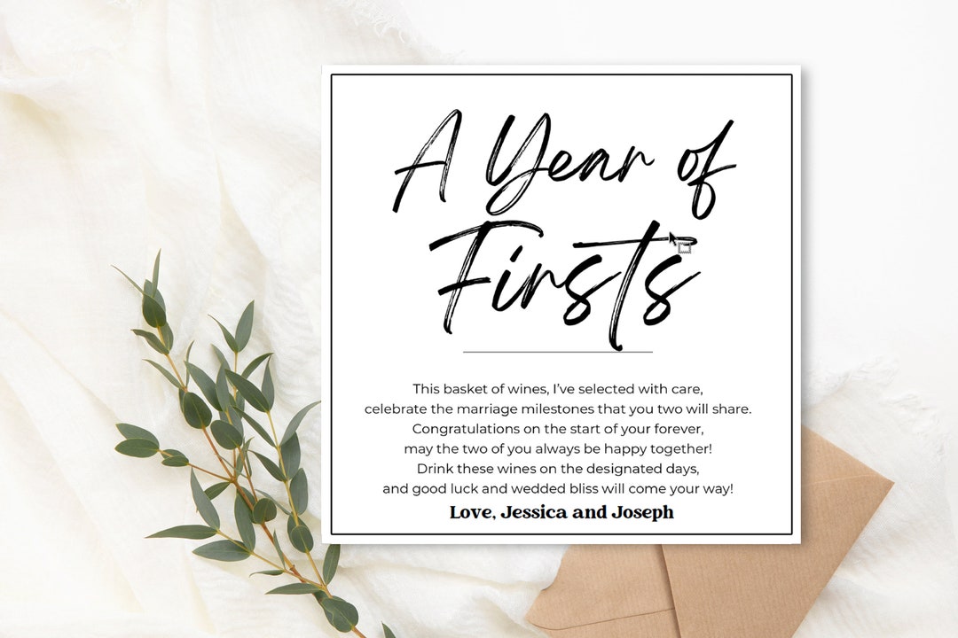 Basket of Marriage Milestone Wine Note | Wine Tag Labels | Year of ...
