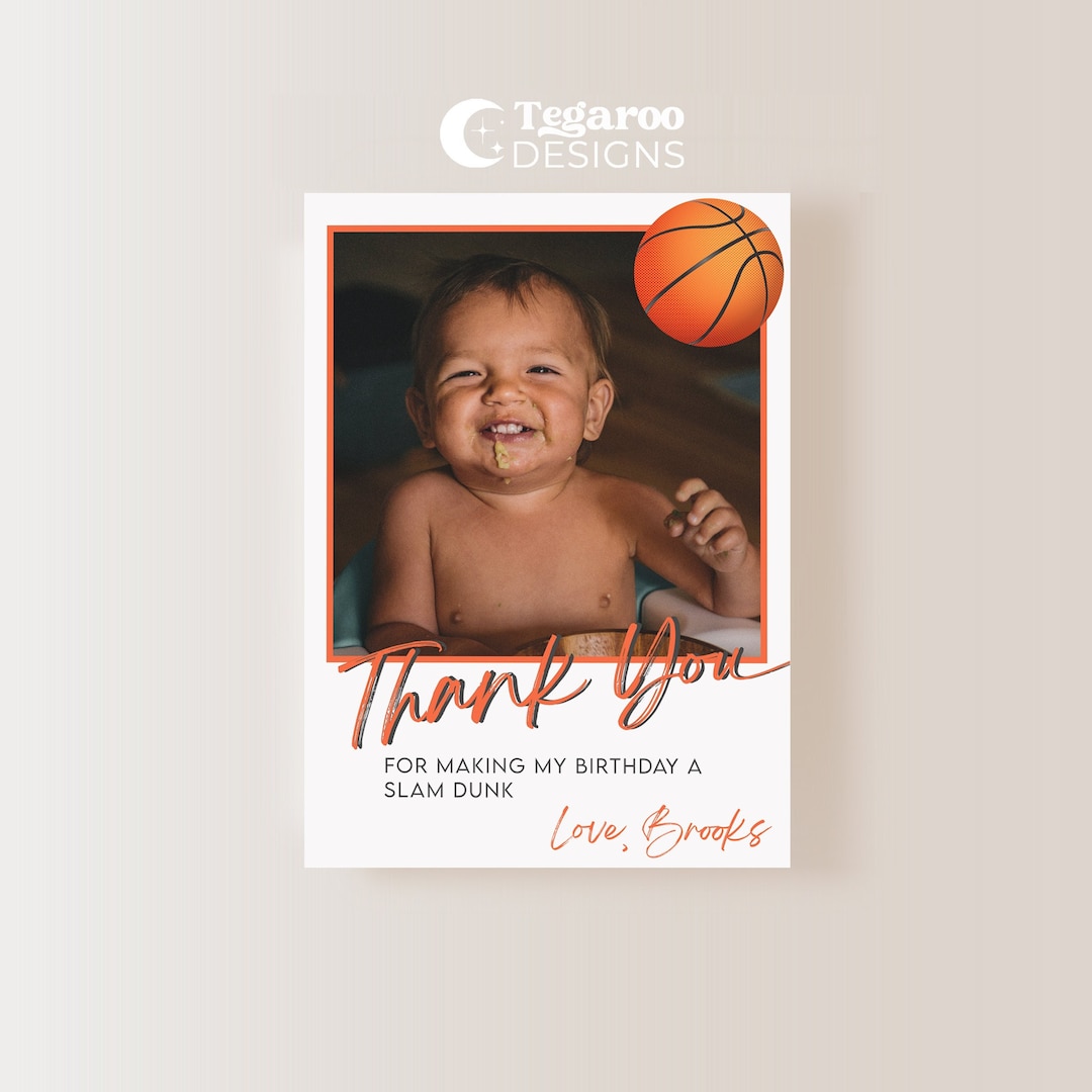 Basketball Thank You Card | Basketball Party Thank You | Thank You Note ...