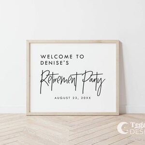 Retirement Party Welcome Sign | Simple Modern Minimalist Retirement ...