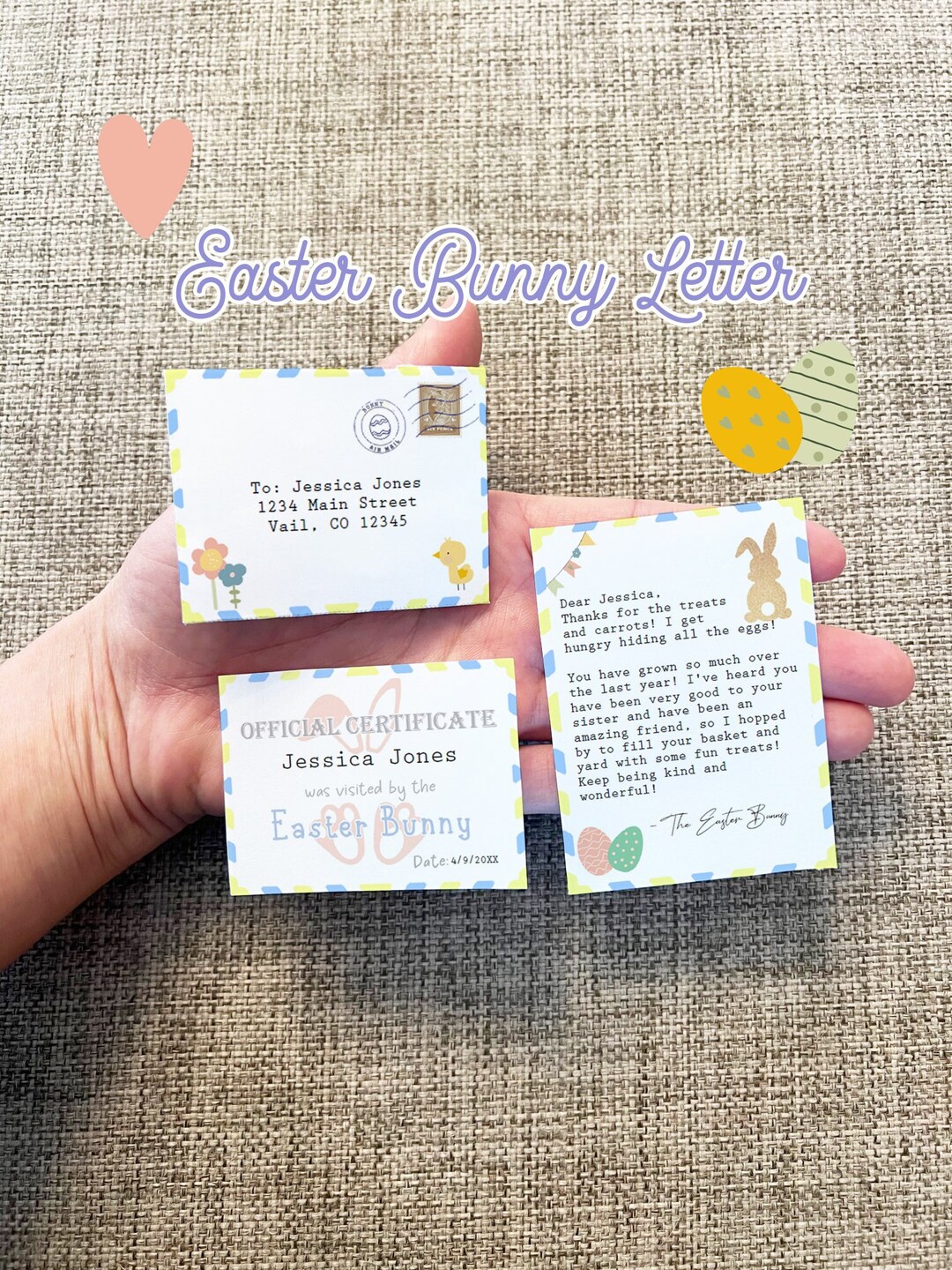 Customizable Boy Easter Bunny Letter and Easter Visit Certificate ...