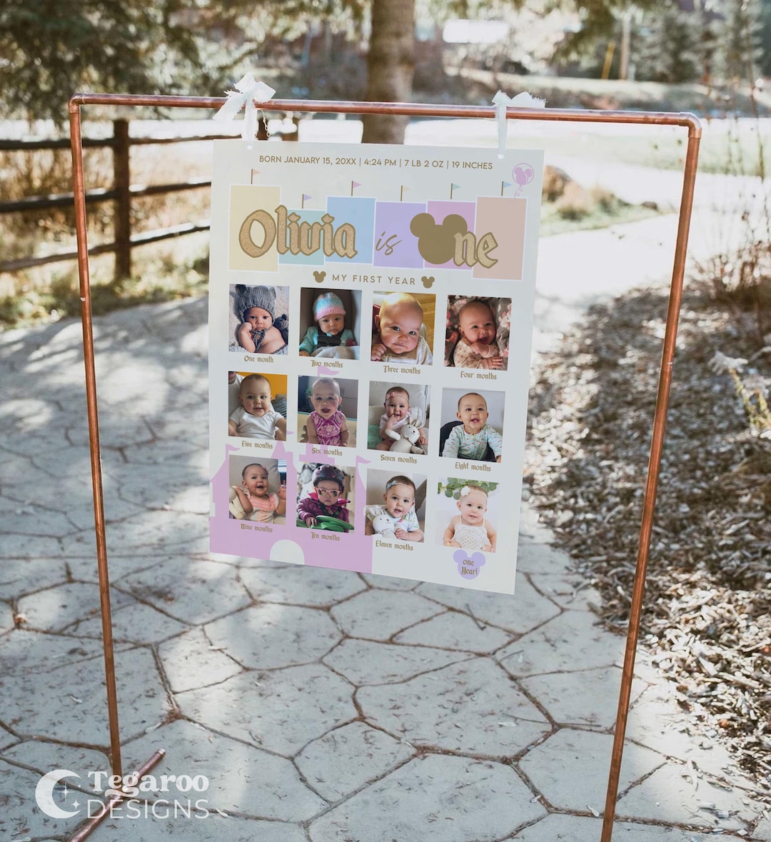 Disneyland Retro First Birthday Photo Poster | Happiest Birthday on ...