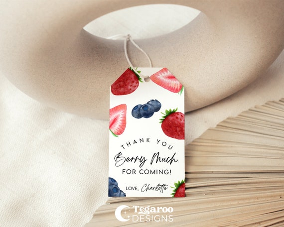 Berry Thank You Tag Label Strawberry Blueberry Birthday - Etsy