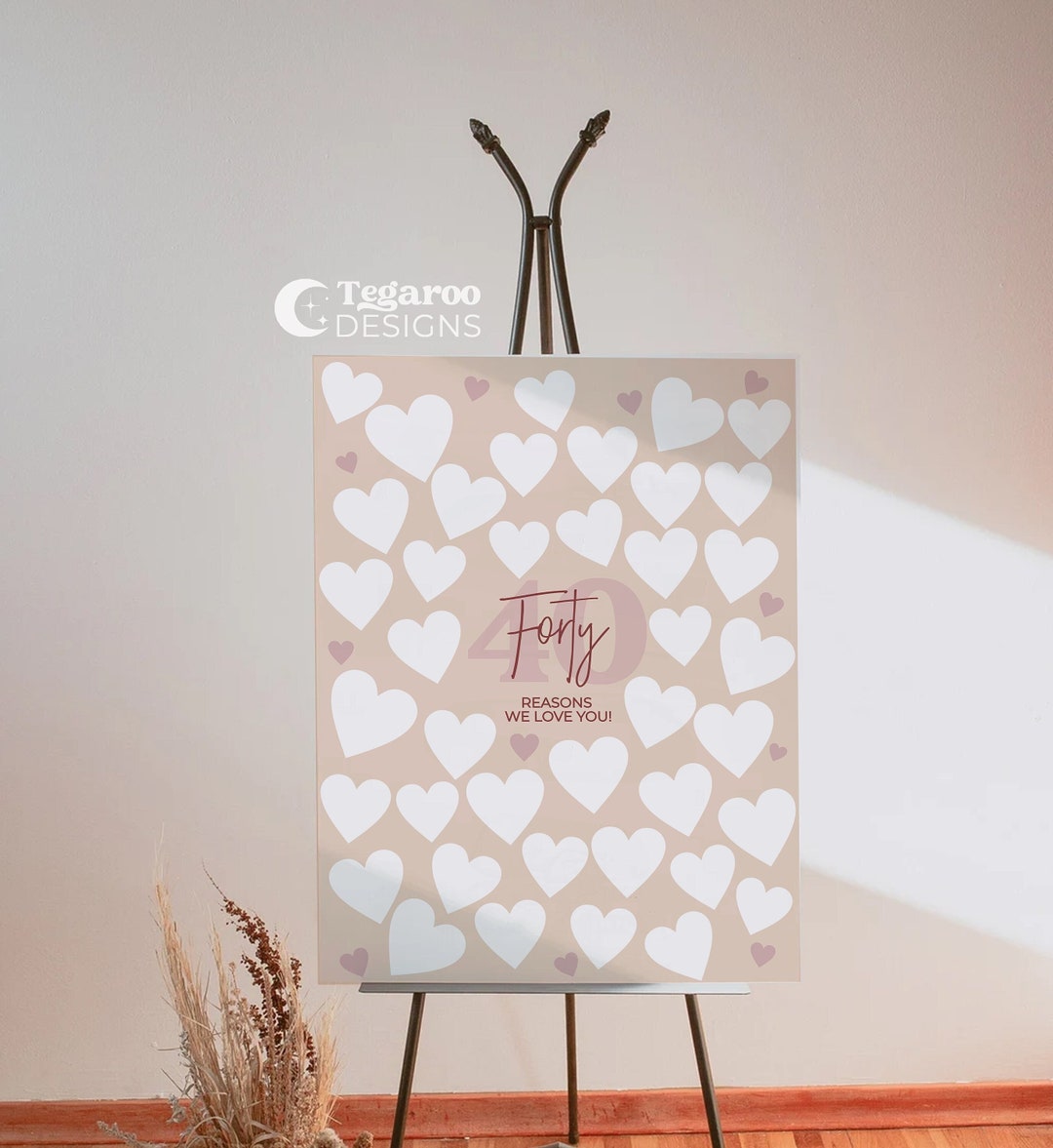 40 Reasons We Love You Sign Poster, Love About You, 40th Birthday Party ...