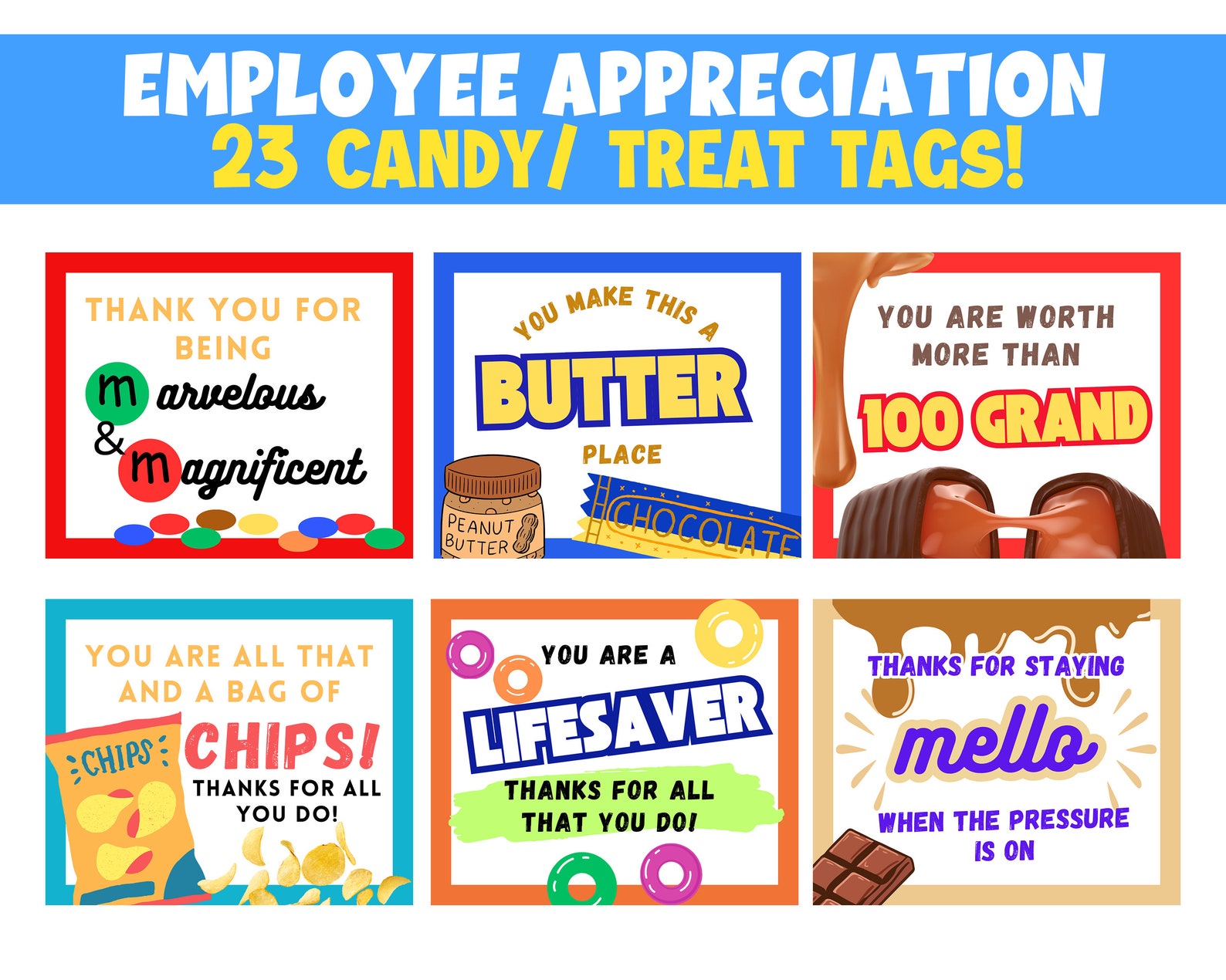 23 Teacher Employee Appreciation Tags Candy Bar Gift Tag Treat Tags ...