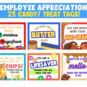 23 Teacher Employee Appreciation Tags | Candy Bar Gift Tag | Treat Tags ...