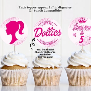 Dolly Doll Glitter Favor Tags | Come on Girly Let's Go Party | Glitter ...