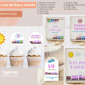 Pink Girl Train Birthday Party Bundle | Welcome Sign | Cupcake Topper ...