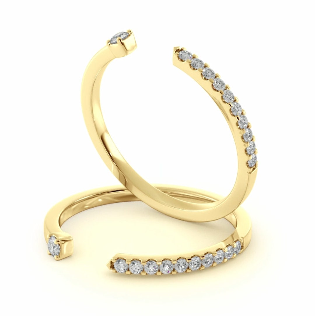 Open Diamond Ring | Stackable Gap Wedding Band | 14k Gold | Lab Grown ...