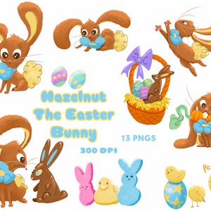 Easter Clipart Bunny Clipart Easter Cartoon Illustration | Etsy