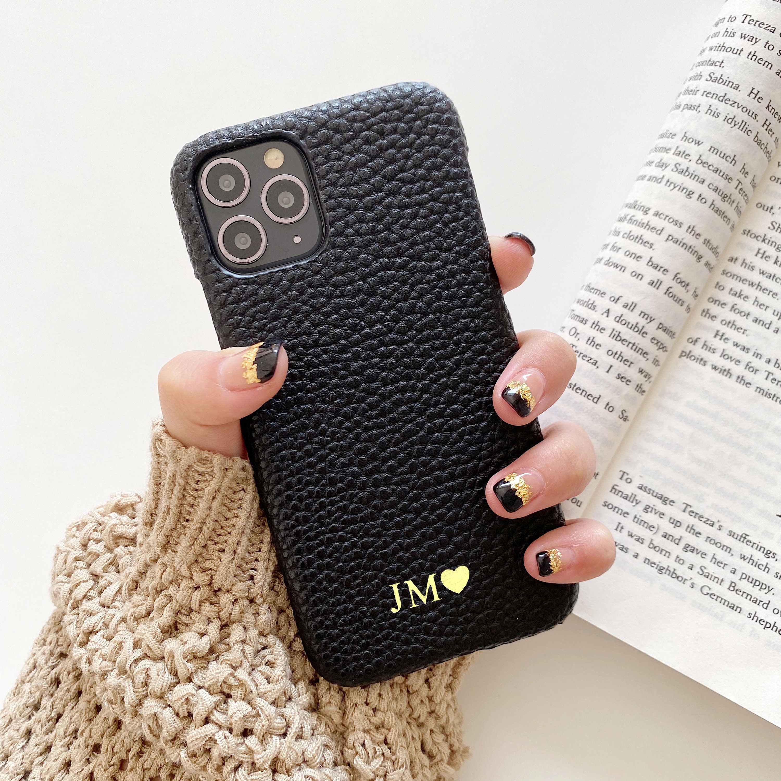 Personalized Pebble Genuine Leather Case Monogram Iphone | Etsy UK