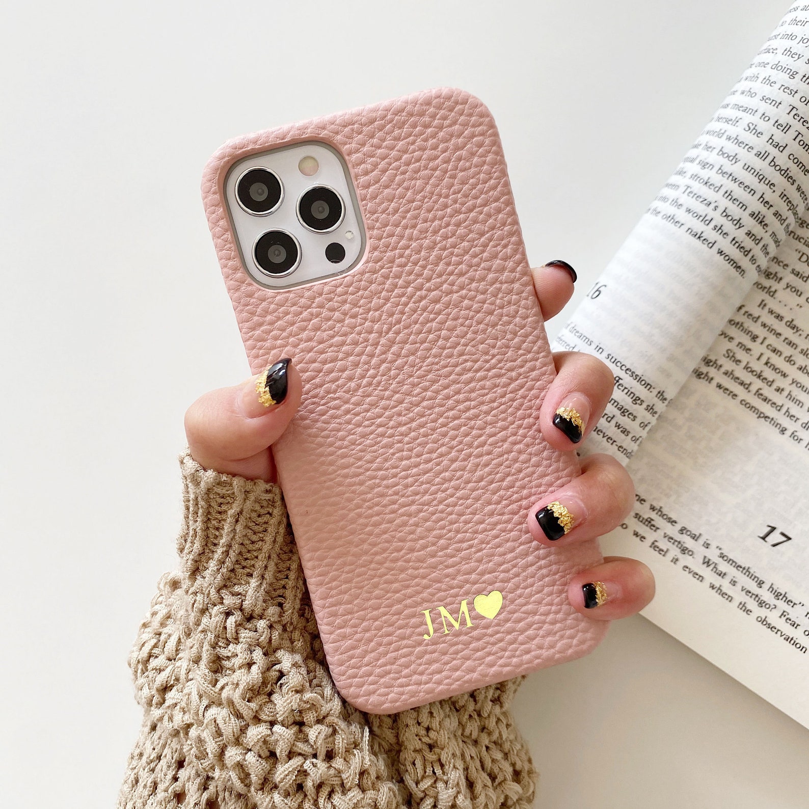 Personalized Pebble Genuine Leather Case Monogram Iphone - Etsy UK