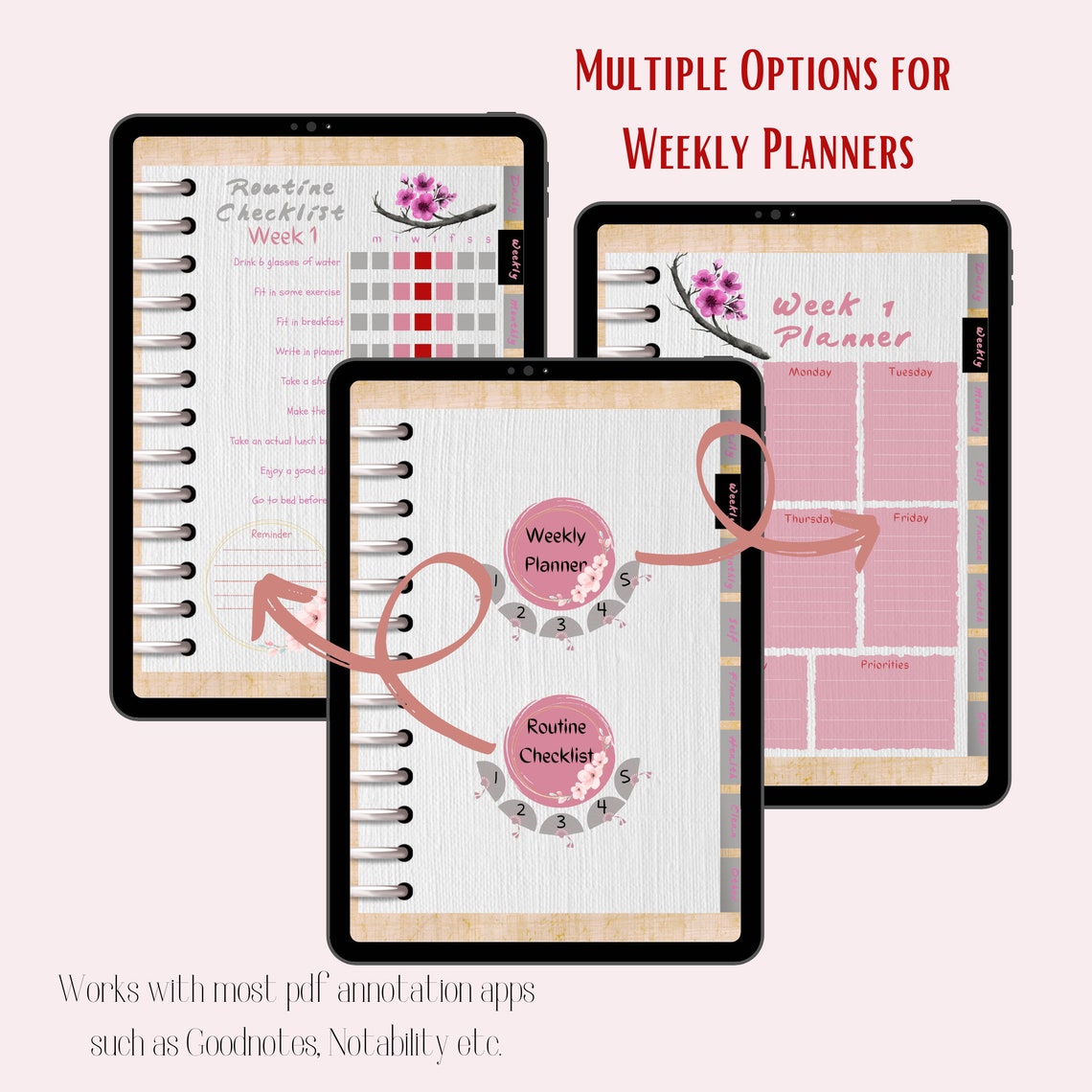 Undated Hyperlinked Digital Planner For Goodnotes And Notability On 