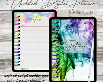 Undated Hyperlinked Digital Planner For Goodnotes And Notability On