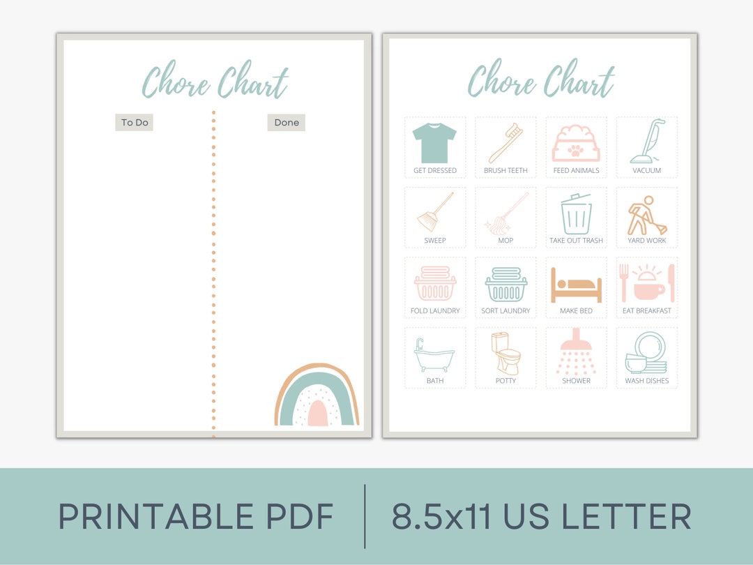 Kid's Chore Chart | Kid's Daily Routine Chart | Kid's Schedule - Etsy