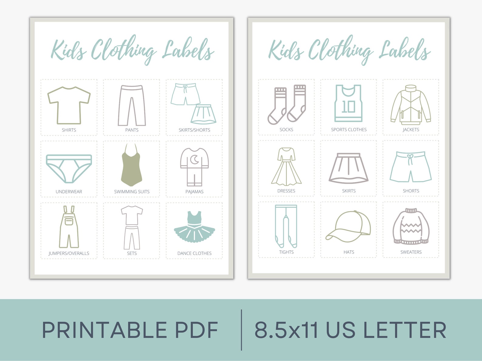 Kids Clothes Labels, Kids Dresser Drawer Closet Labels, Kids Drawer ...