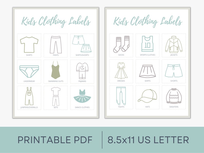 Kids Clothes Labels, Kids Dresser Drawer Closet Labels, Kids Drawer ...