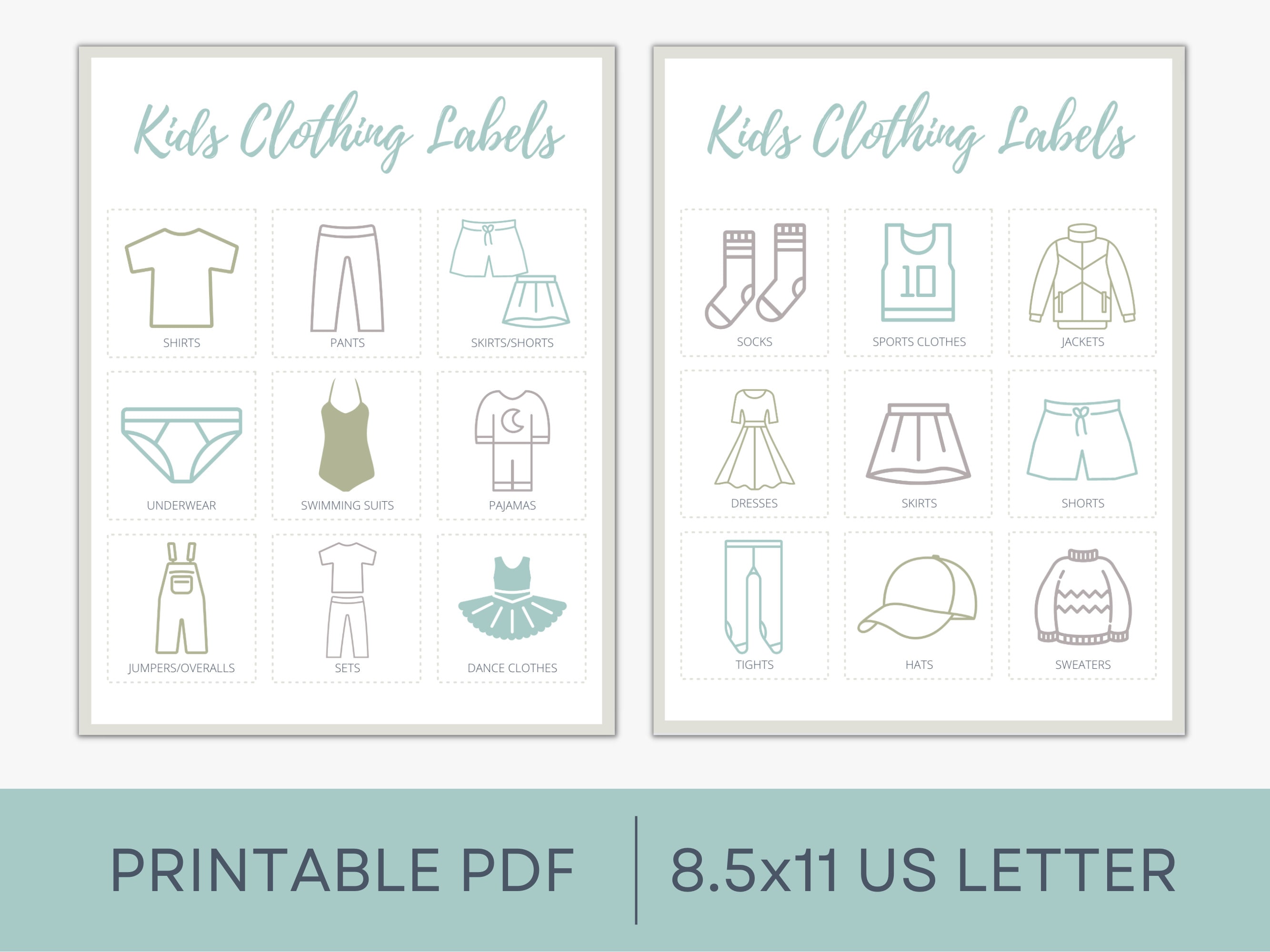 Kids Clothes Labels, Kids Dresser Drawer Closet Labels, Kids Drawer ...