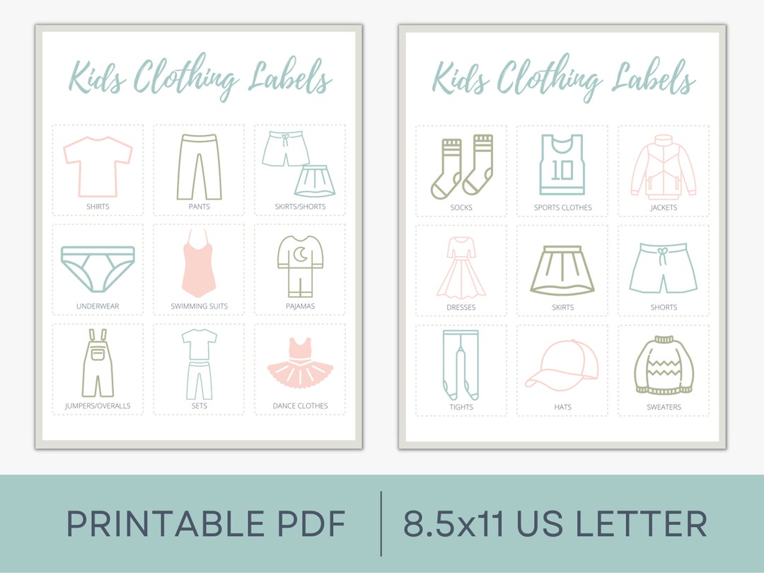 Kids Clothes Labels, Kids Dresser Drawer Closet Labels, Kids Drawer ...