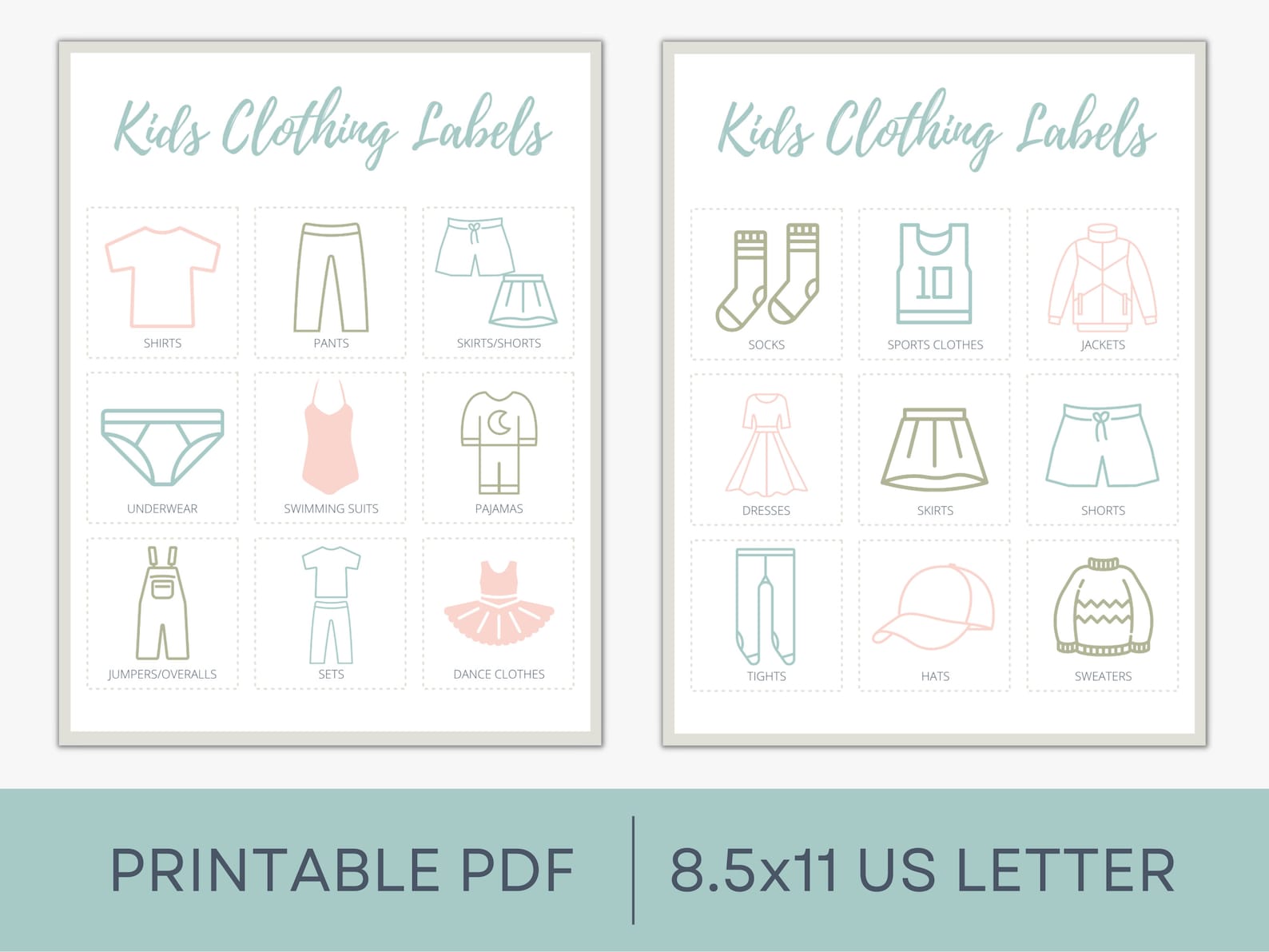 Kids Clothes Labels, Kids Dresser Drawer Closet Labels, Kids Drawer ...