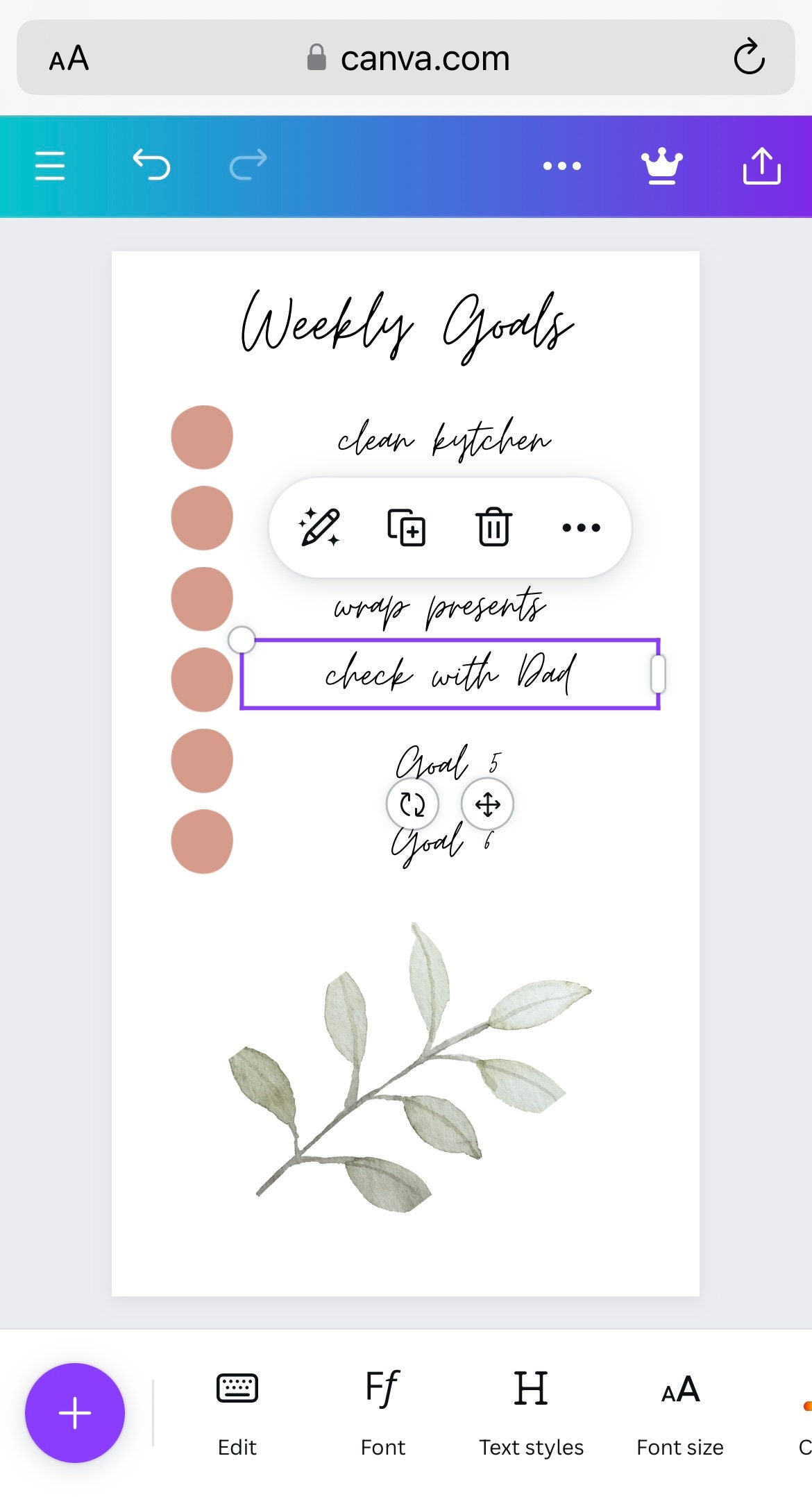 Editable Weekly Goals Phone Wallpaper Canva Template - Etsy