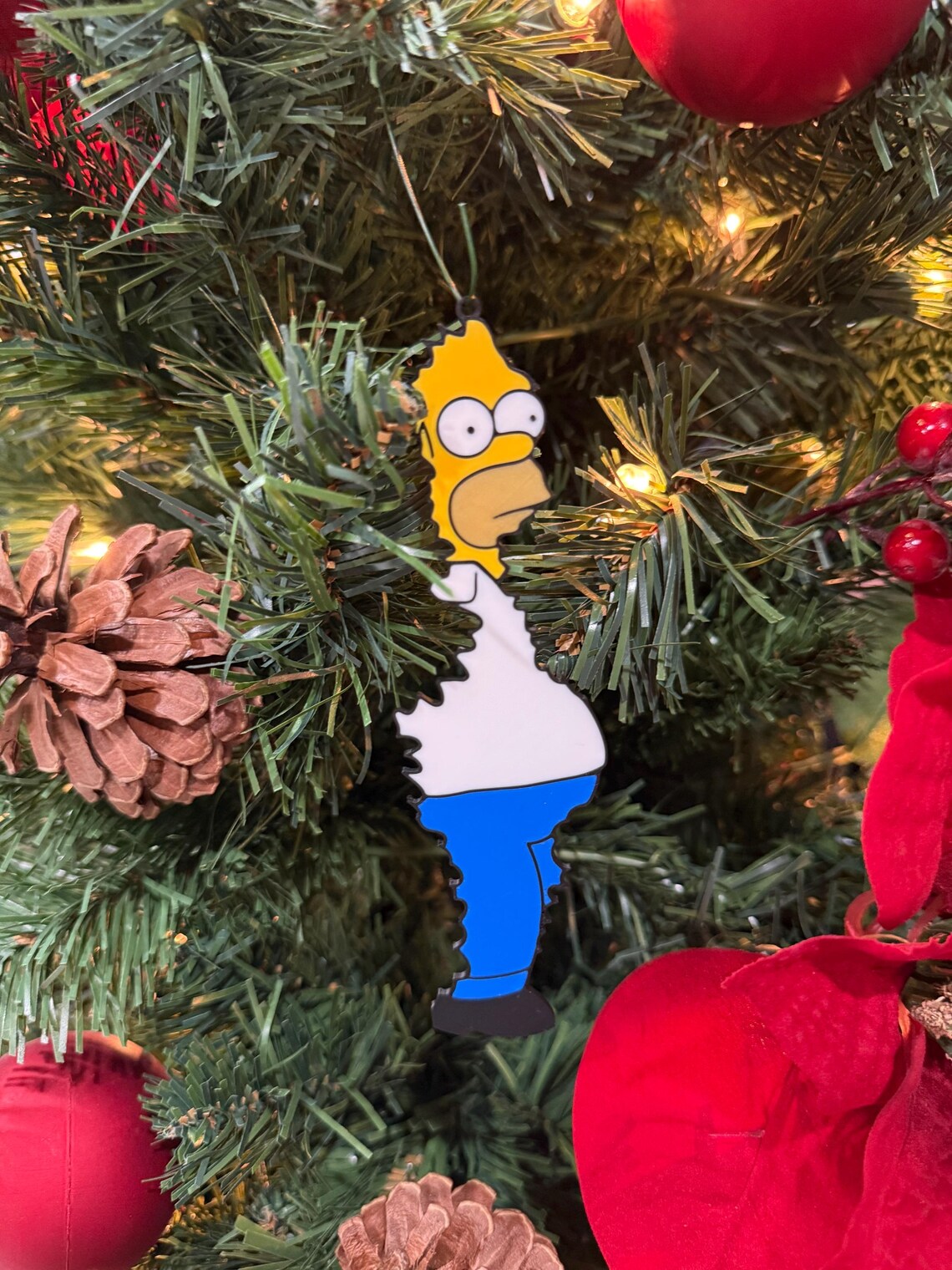 Homer Simpson Fading in a Bush Meme Christmas Ornament / Holiday Decor ...