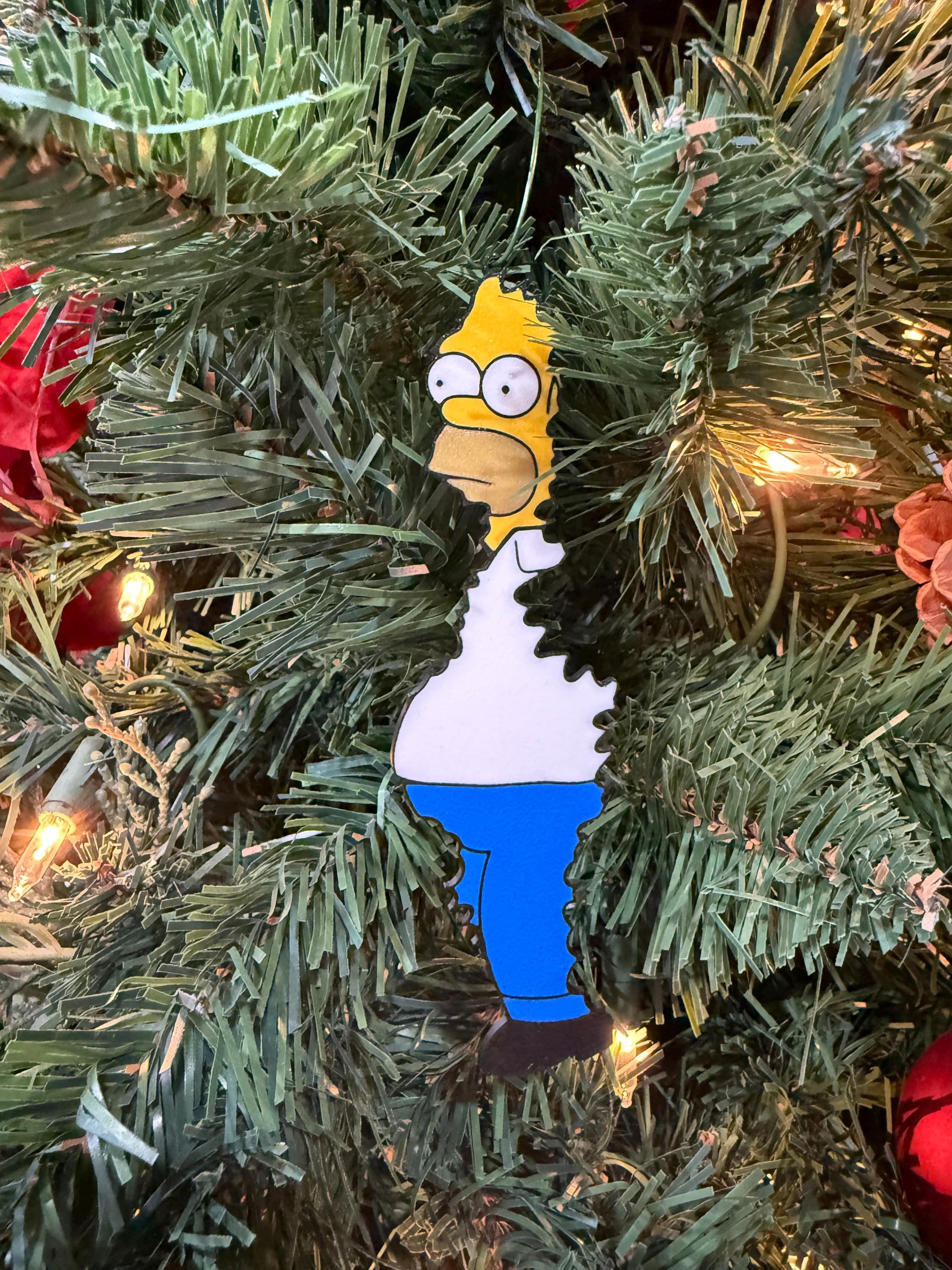 Homer Simpson Fading in a Bush Meme Christmas Ornament / Holiday Decor ...