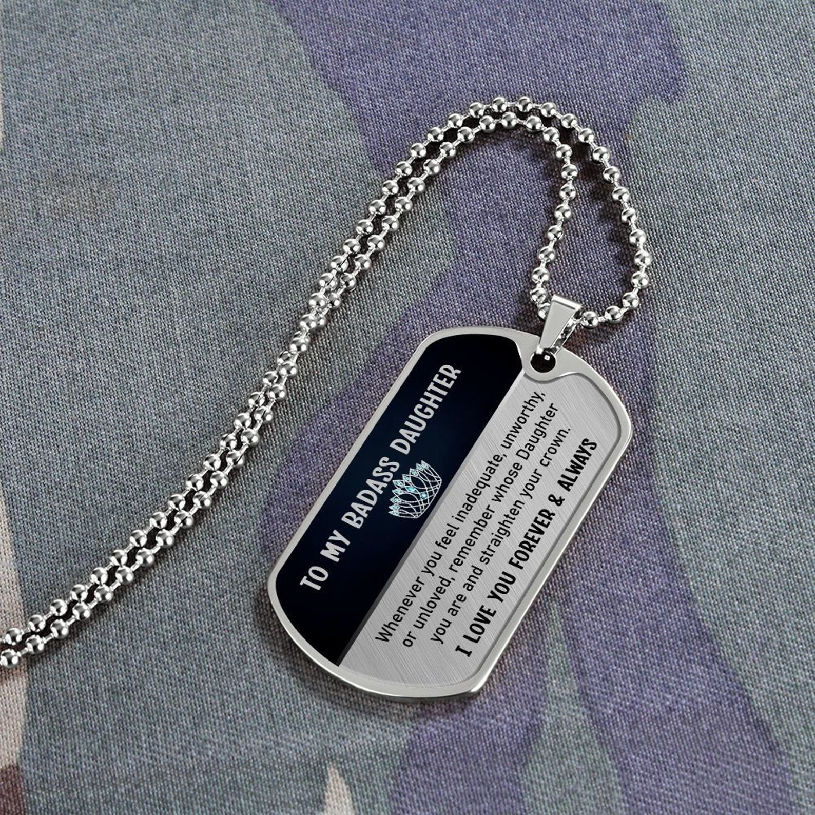 To My Badass Daughter | Your Crown | Graphic Dog Tag Necklace - Etsy