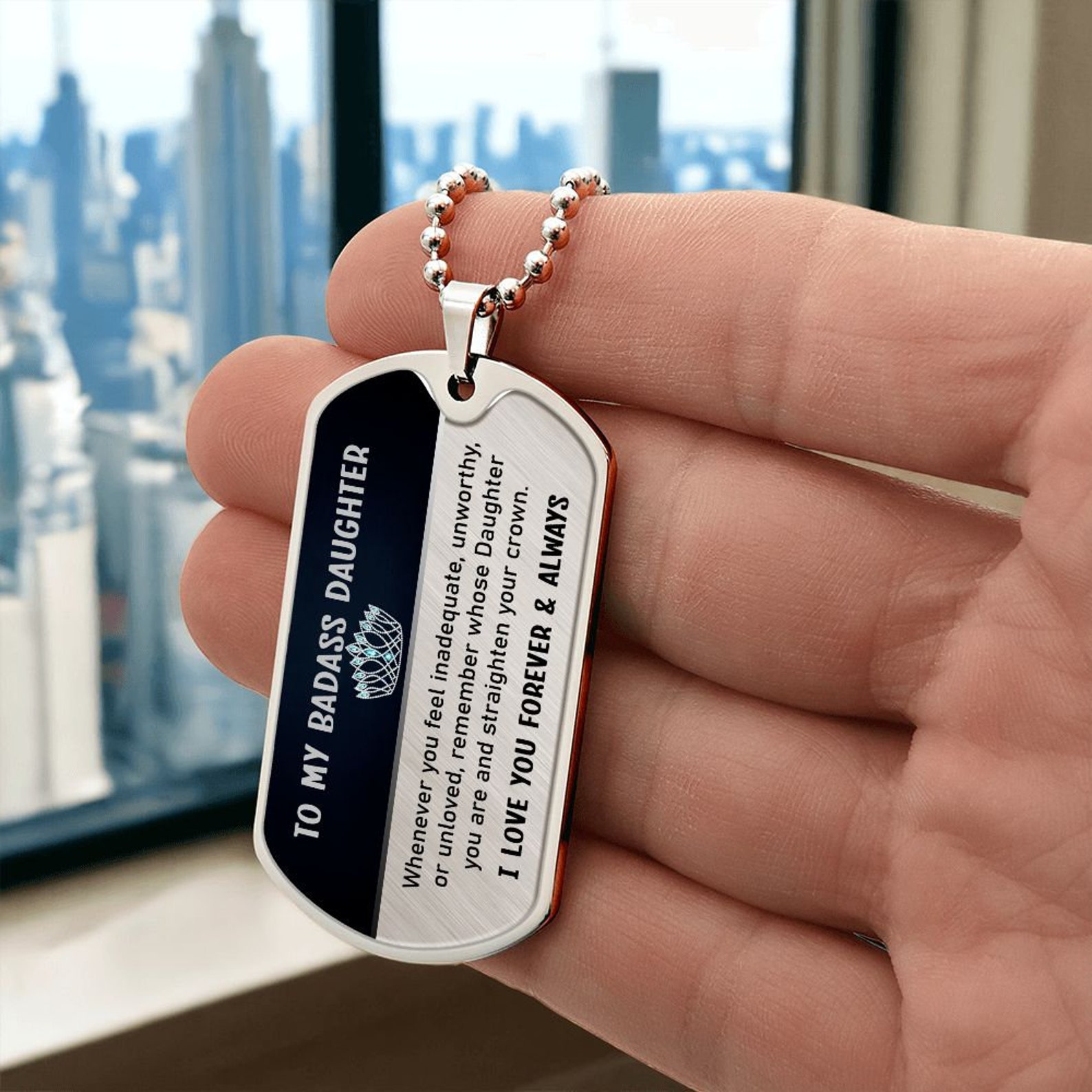 To My Badass Daughter | Your Crown | Graphic Dog Tag Necklace - Etsy