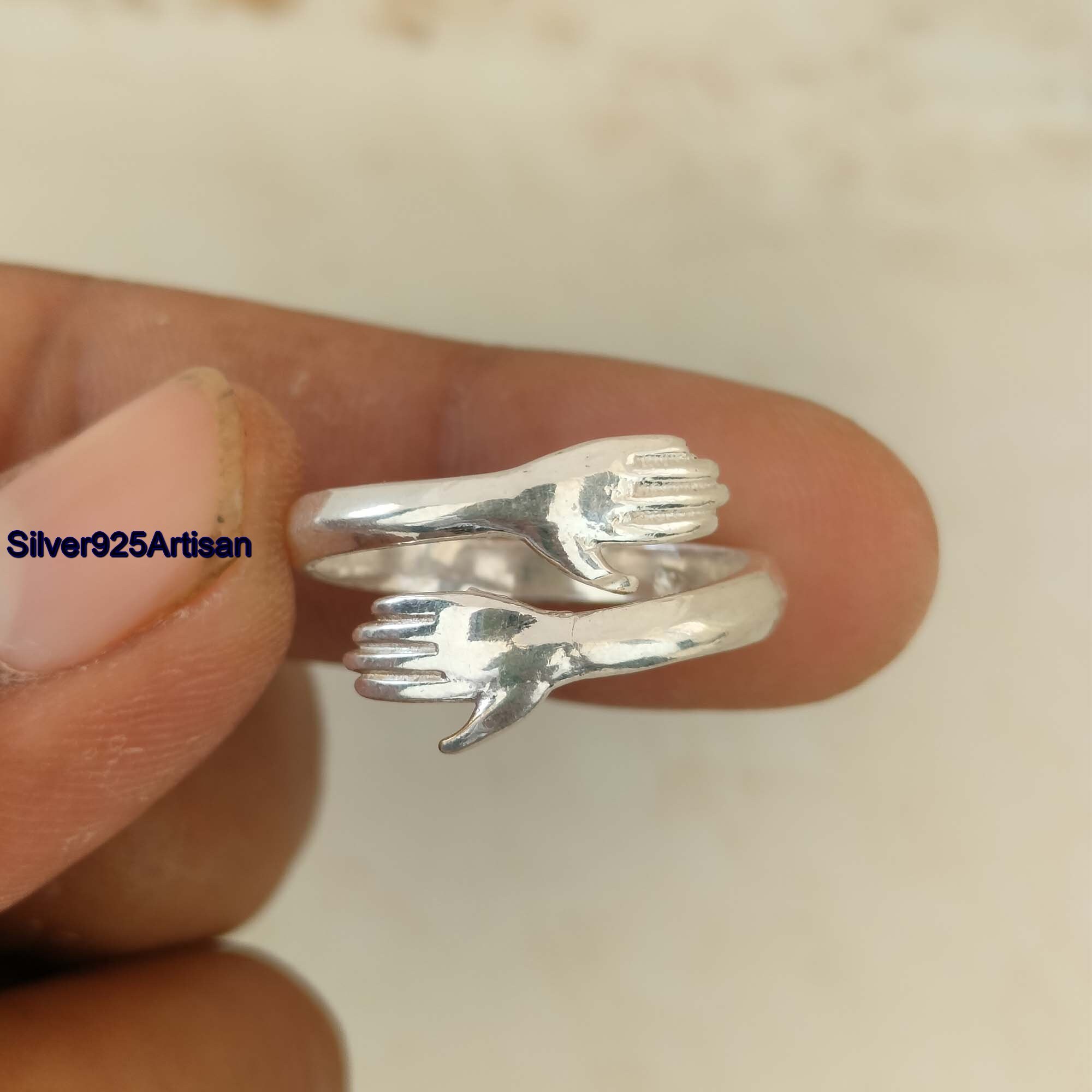 Adjustable Love Hug Ring 925 Sterling Silver Ring, Thumb Ring, Silver ...