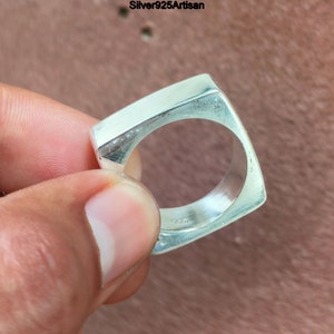 Square Band Ring, 925 Sterling Silver Square Ring. Handmade Ring ...