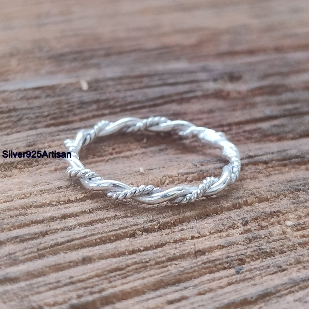Two Tone Twisted Ring, Silver Wire Ring, Simple Rope Twist Ring ...