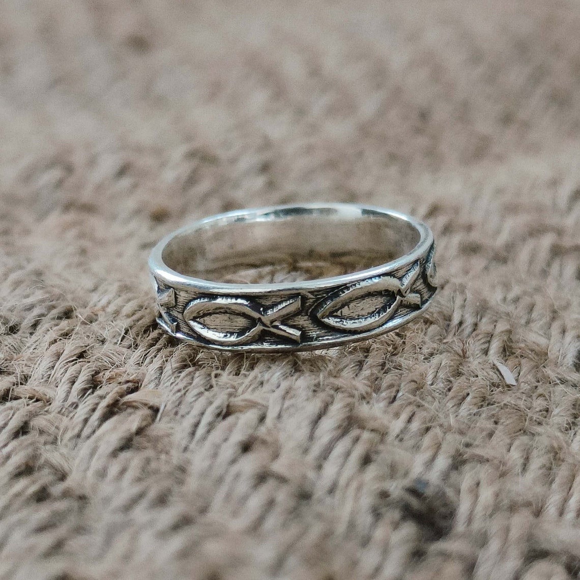 Silver Fish Thin Band Ring, Swimming Fish Band Ring, Fish Ring, Sea ...