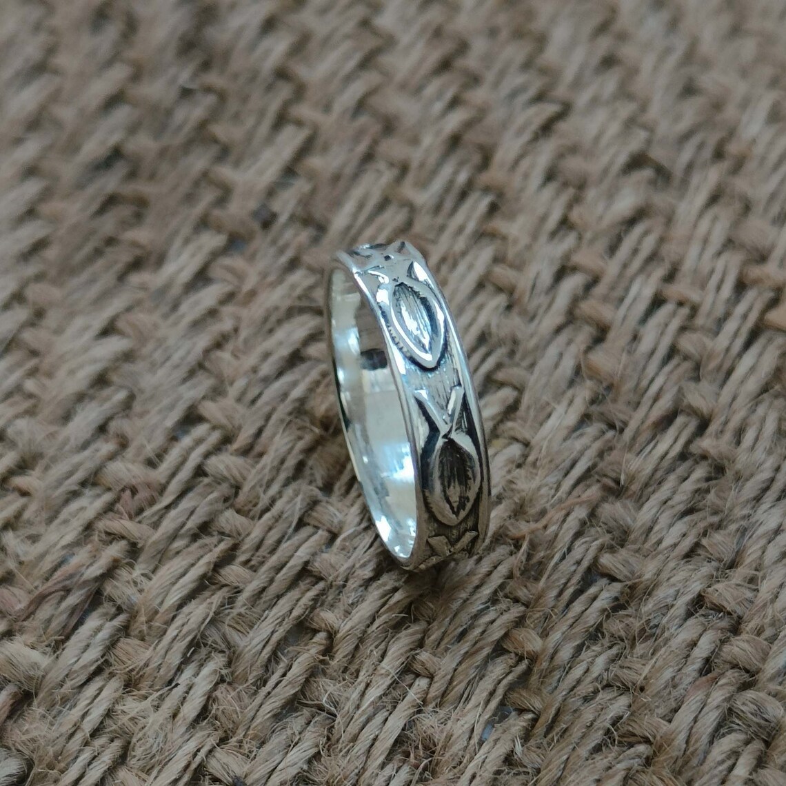Silver Fish Thin Band Ring, Swimming Fish Band Ring, Fish Ring, Sea ...