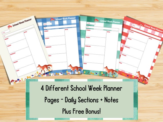 School Class Daily Planner Pages printable Organizer Sheets - Etsy