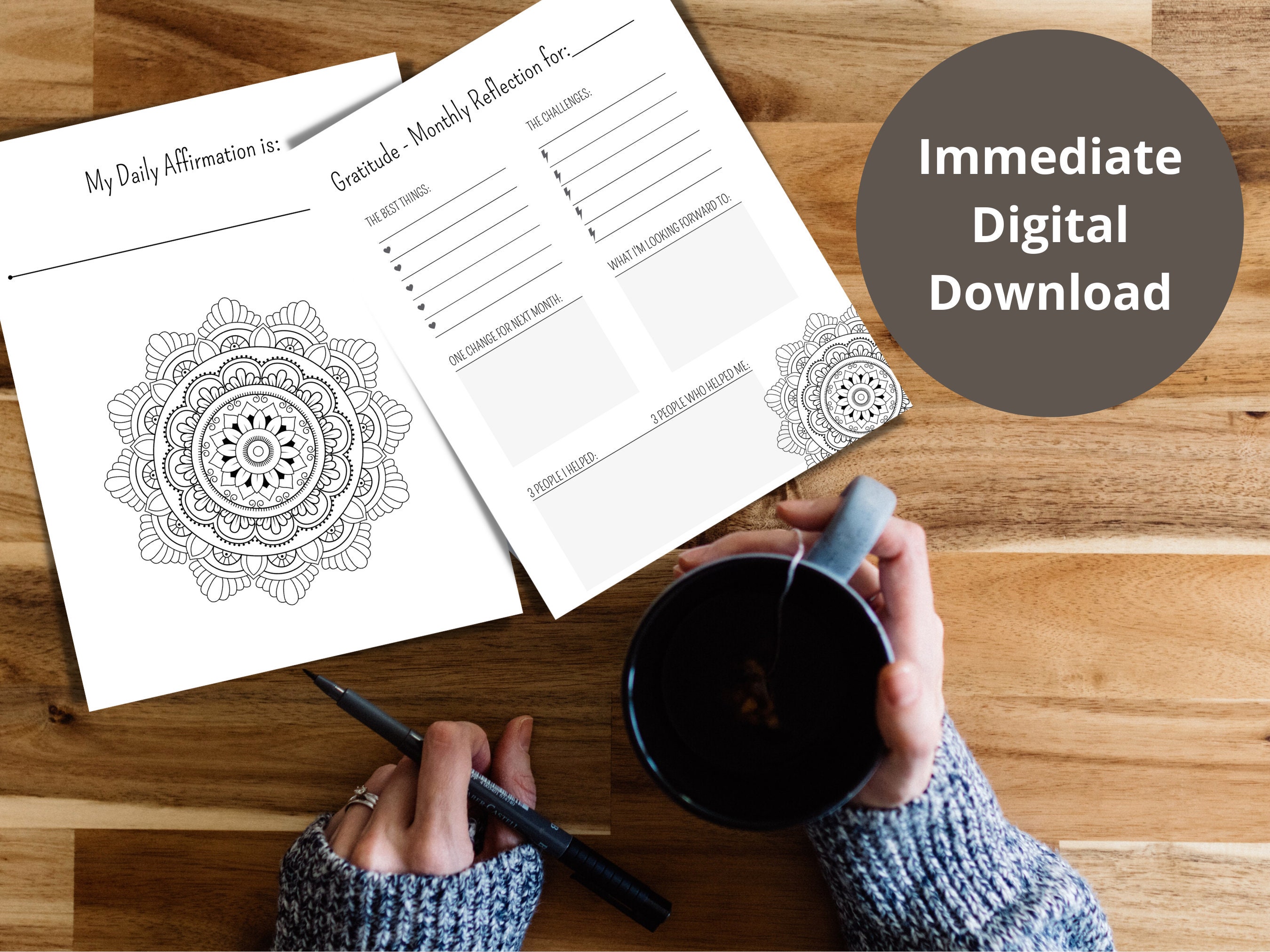 Gratitude Journal printable Daily Affirmation 52 Journal Writing ...