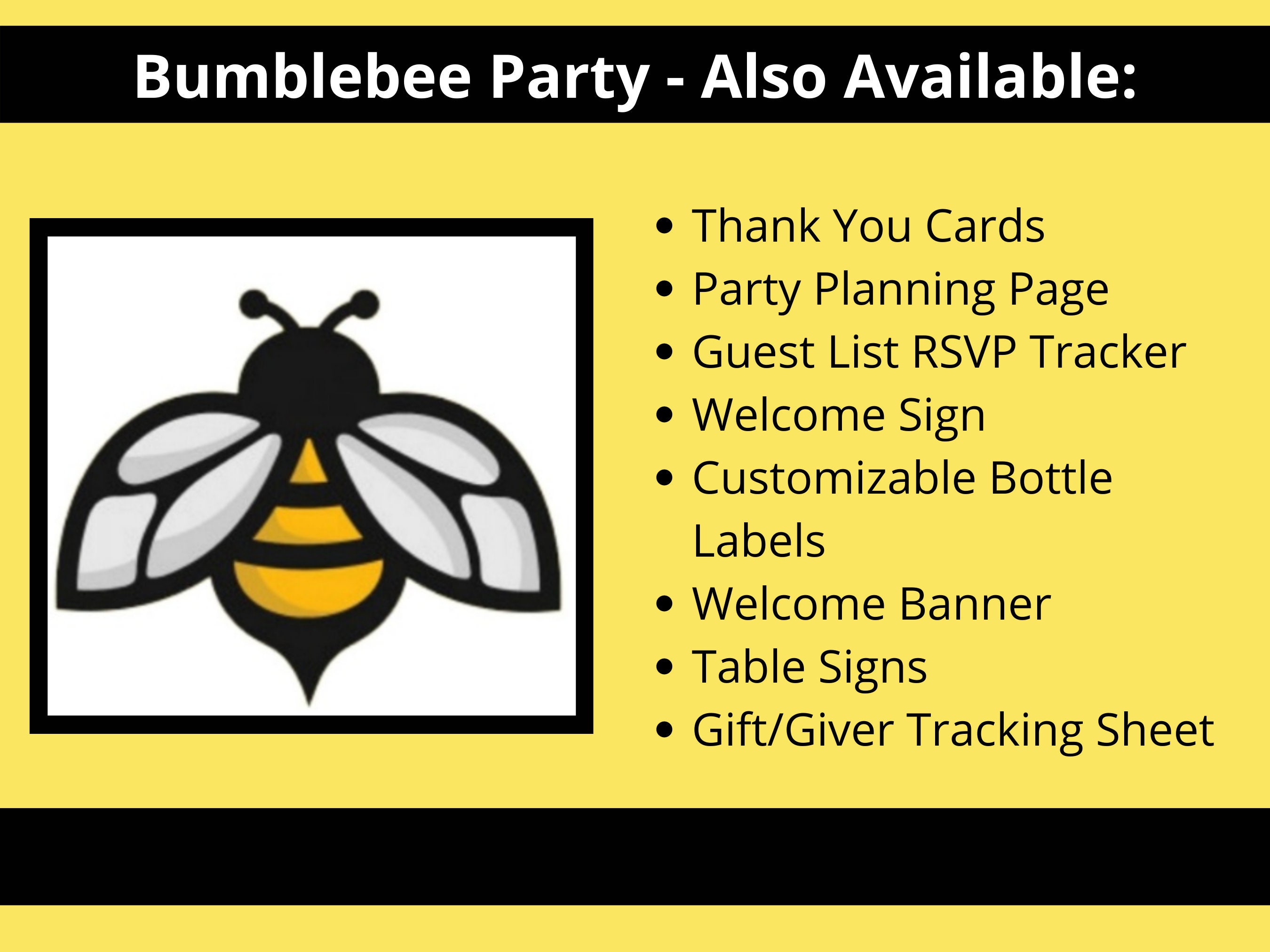 Cute Bumblebee Birthday Party Bundle Printable Digital Download ...