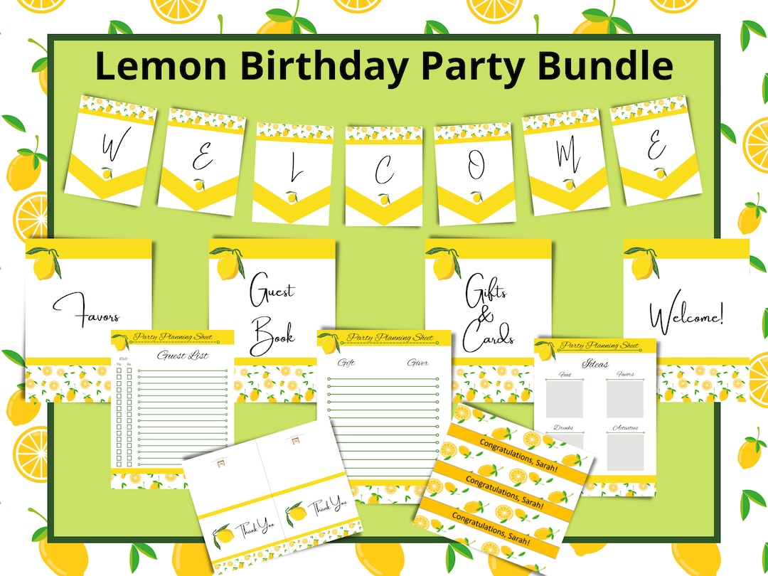 Lemon Birthday Party Bundle Printable Digital Download Planning Sheets ...