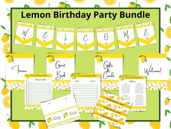 Lemon Birthday Party Bundle Printable Digital Download - Etsy