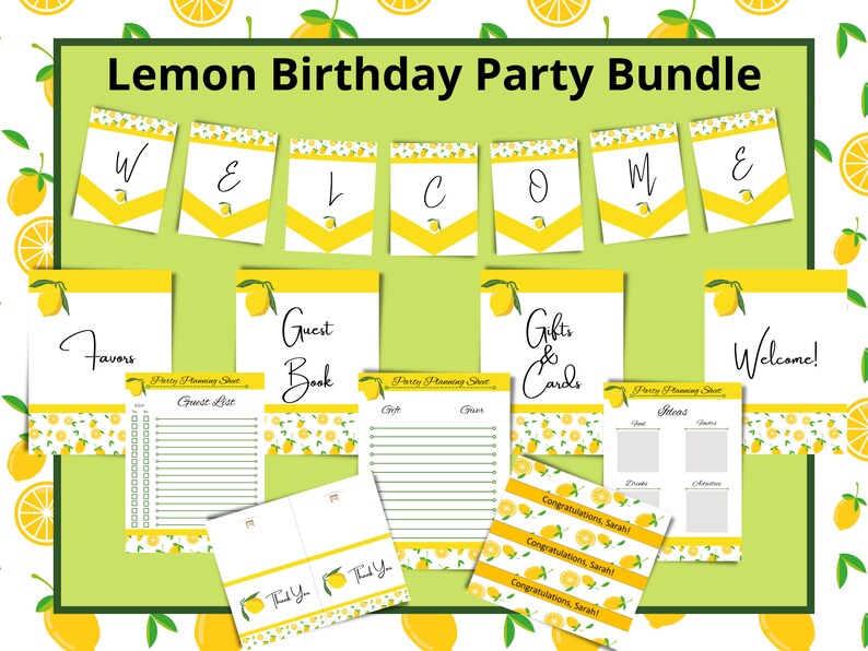 Lemon Birthday Party Bundle Printable Digital Download Planning Sheets ...