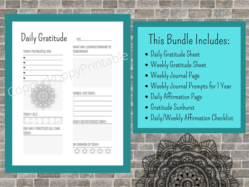 Gratitude Journal printable Daily Affirmation 52 Journal Writing ...