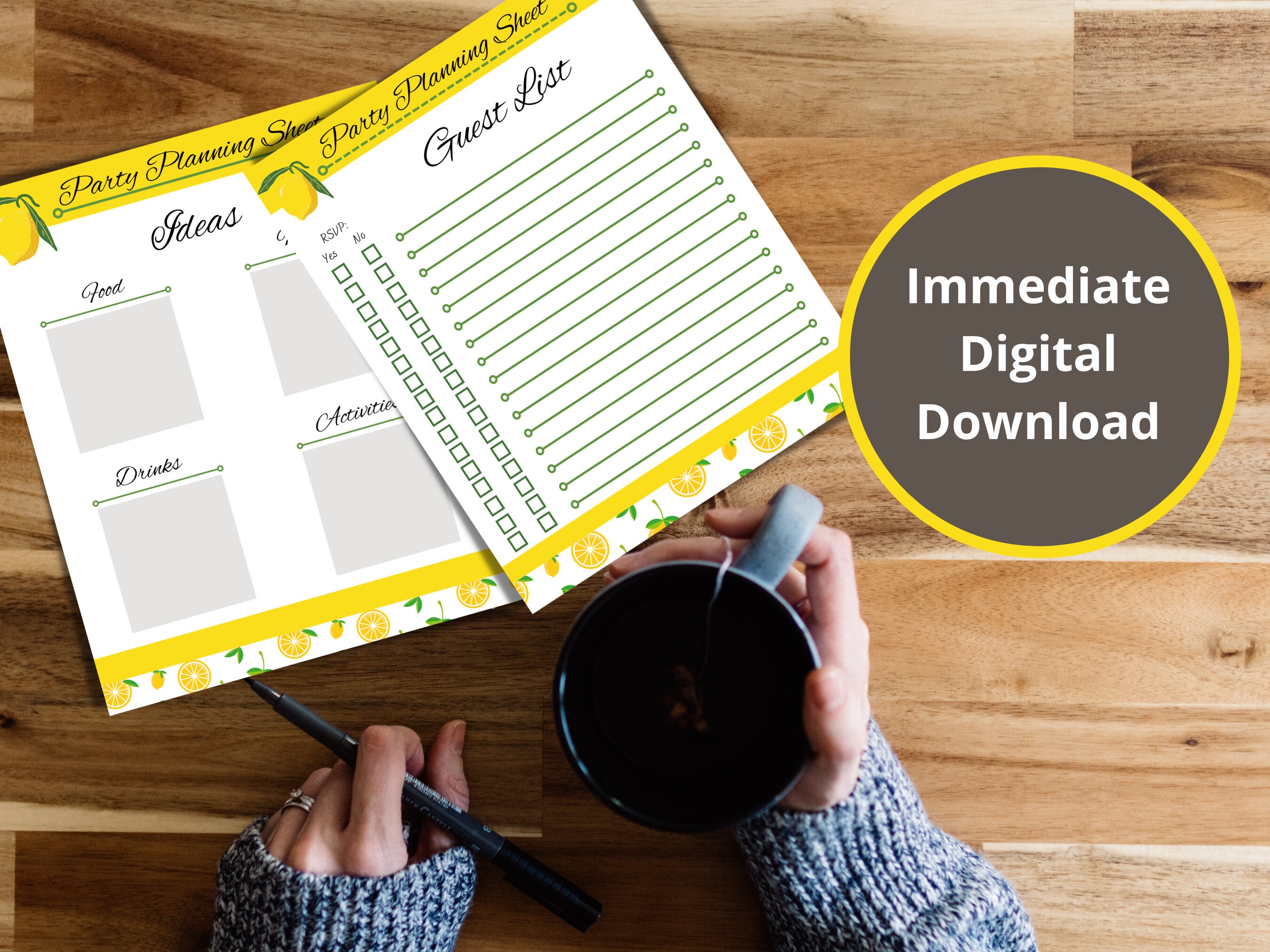 Lemon Birthday Party Bundle Printable Digital Download Planning Sheets ...