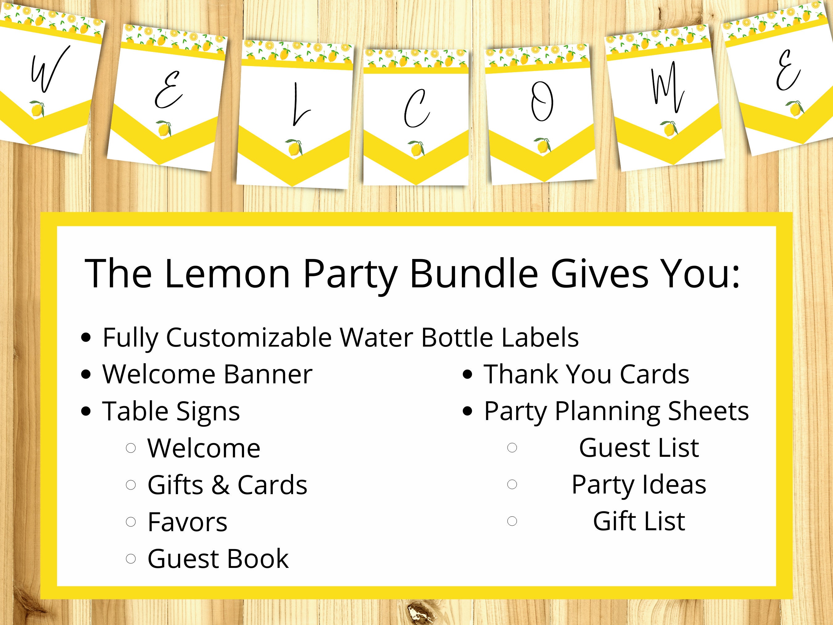 Lemon Birthday Party Bundle Printable Digital Download Planning Sheets ...