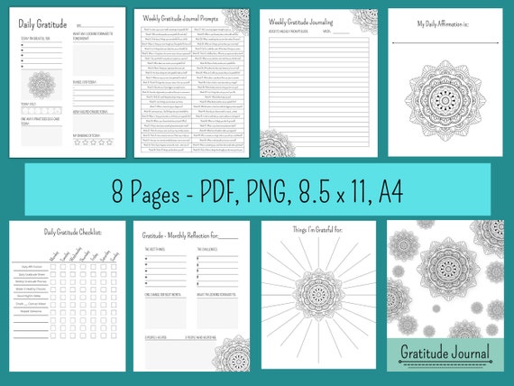 Gratitude Journal printable Daily Affirmation 52 Journal | Etsy