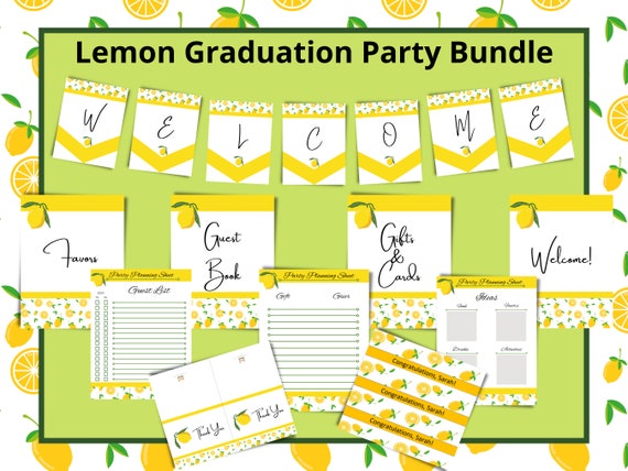 Lemon Graduation Party Bundle Digital Download Planning Sheets - Etsy