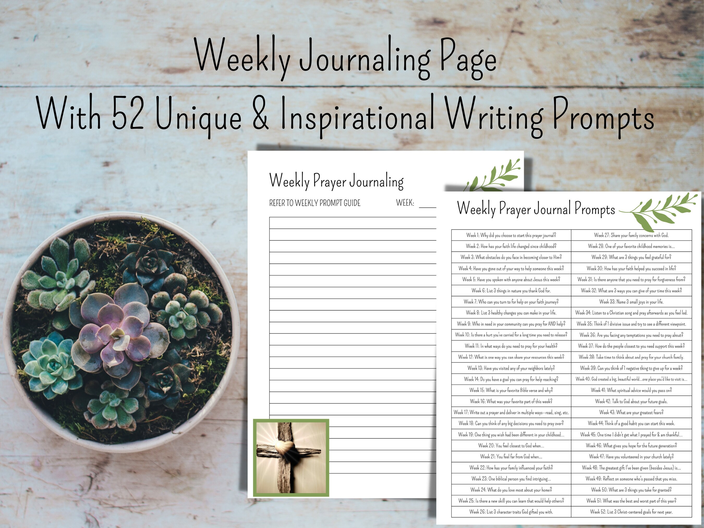 Prayer Journal - Printable Daily Prayer 52 Weekly Journal Writing ...