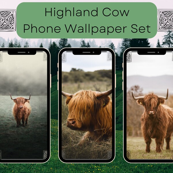 Brown Highland Cow Wallpaper - Etsy
