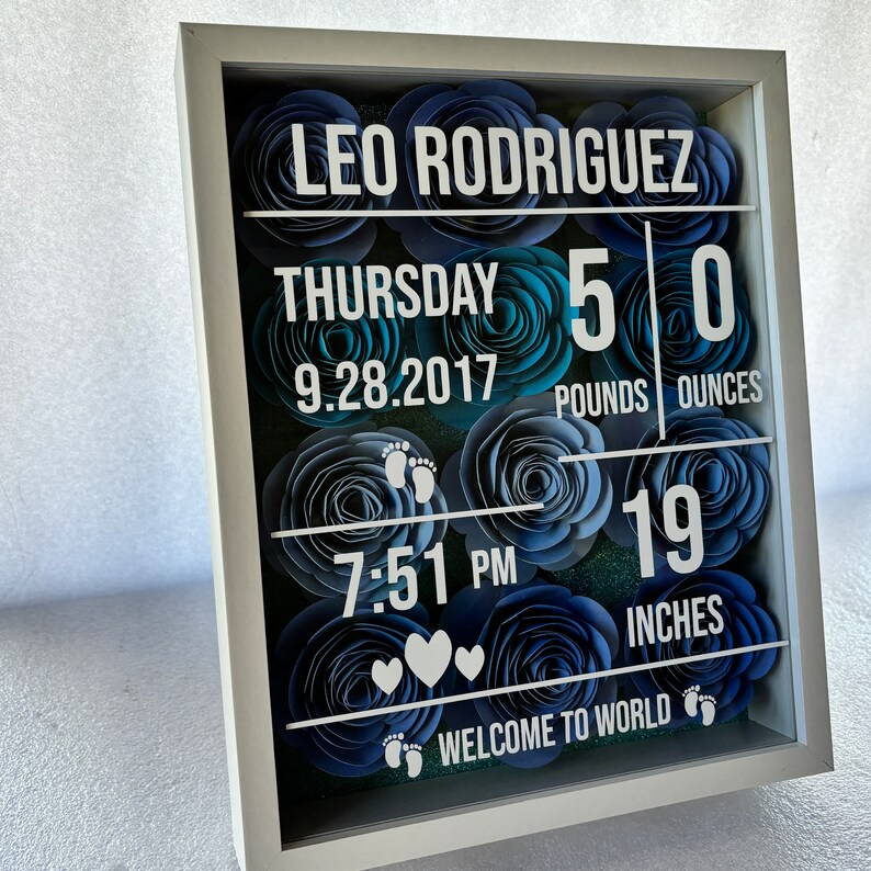 Newborn Baby Stat Custom Shadow Box 8X10 - Etsy