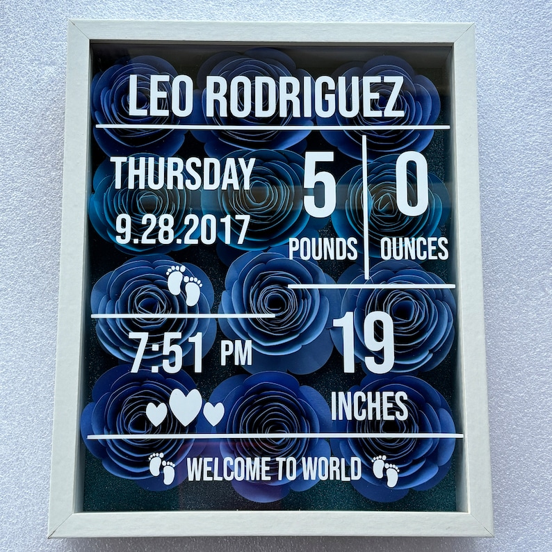 Newborn Baby Stat Custom Shadow Box 8X10 - Etsy